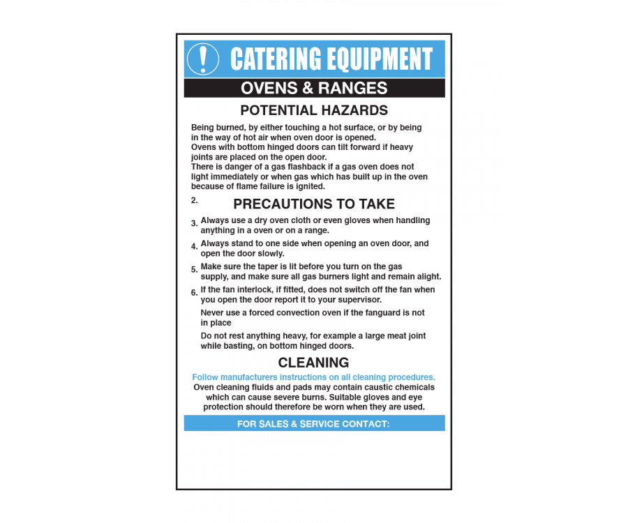 Ovens / Ranges Safety Guidance Notice – Raynor Hygiene