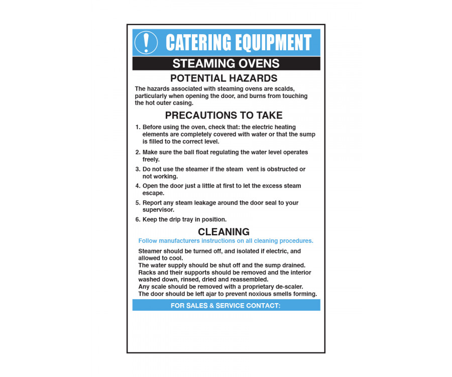Steaming Ovens Safety Guidance Notice – Raynor Hygiene