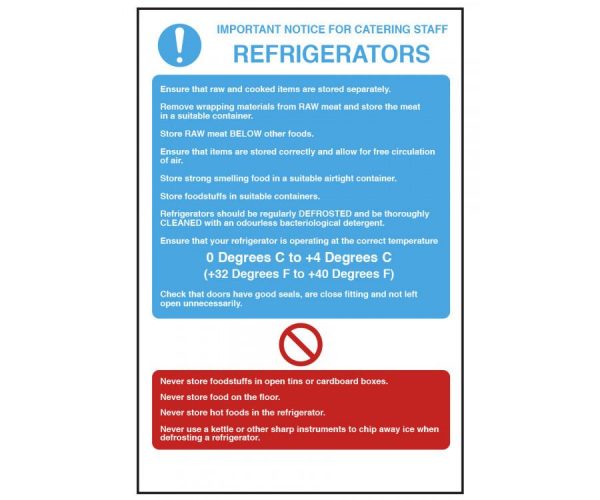 Refrigerator Temperature Notice – Raynor Hygiene