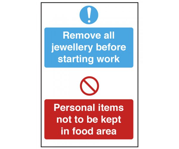 Remove All Jewellery and Personal Items Notice – Raynor Hygiene