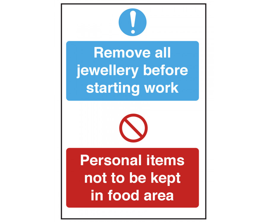 Remove All Jewellery and Personal Items Notice – Raynor Hygiene