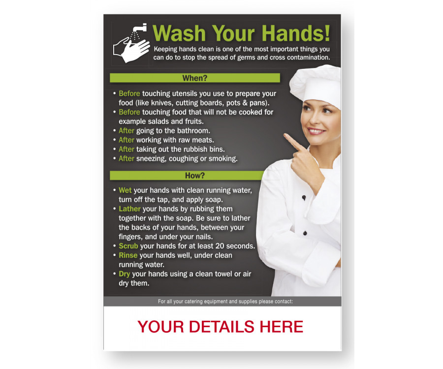 Branded Wash your Hands safety vinyl stickers. Pack of 20 – A4 size ...
