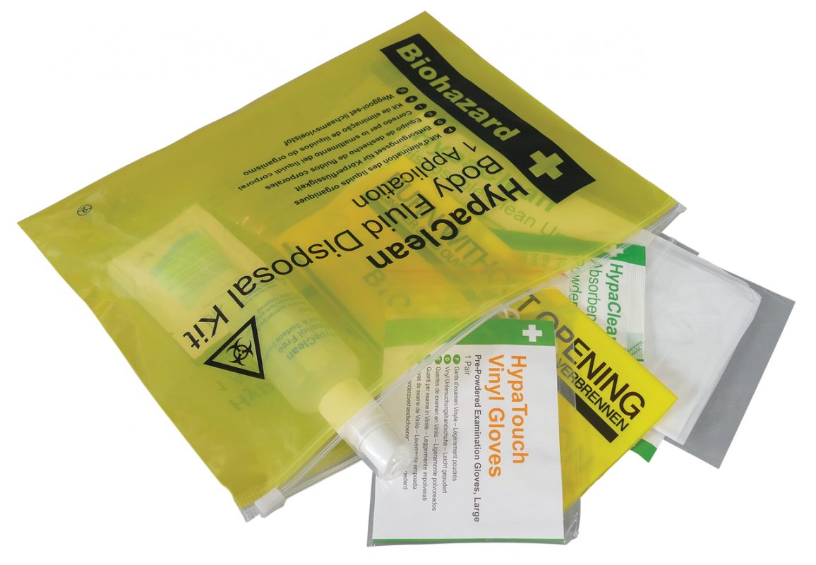 BODY FLUID SPILLAGE DISPOSABLE KIT IN ZIPPER WALLET 1APP (SUPPLIED X5 ...